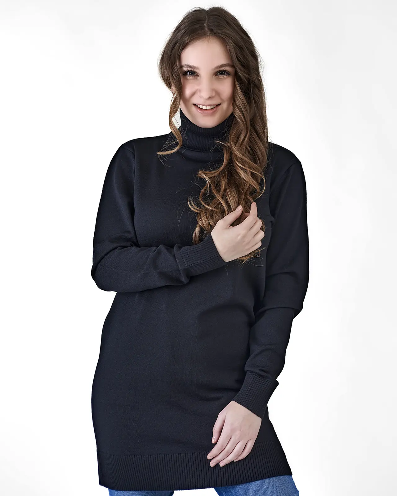 Women´s Wool Turtleneck Merino Long - Color: Olive, Size: XS - Woolife